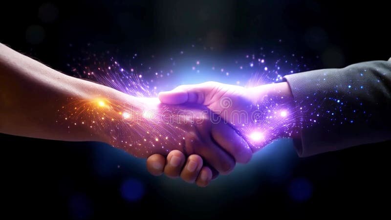 Handshake As a Sign of Commitment. Digital Futuristic Technology ...