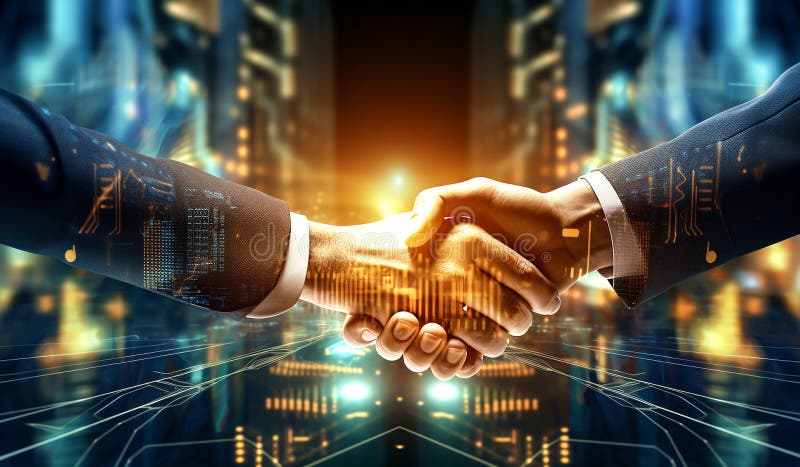 Handshake As a Sign of Commitment. Digital Technology Concept Stock ...