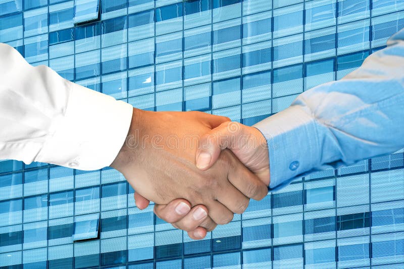 Handshake on the Background of the Facade of the Office Stock Image ...