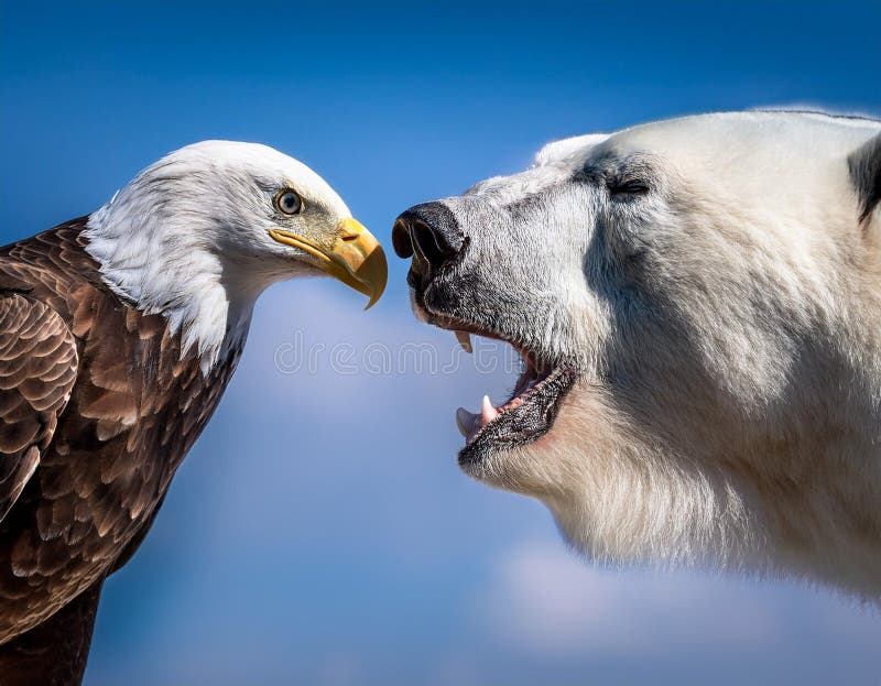 Handshake between a Bald Eagle and a Polar Bear Representing USA and ...
