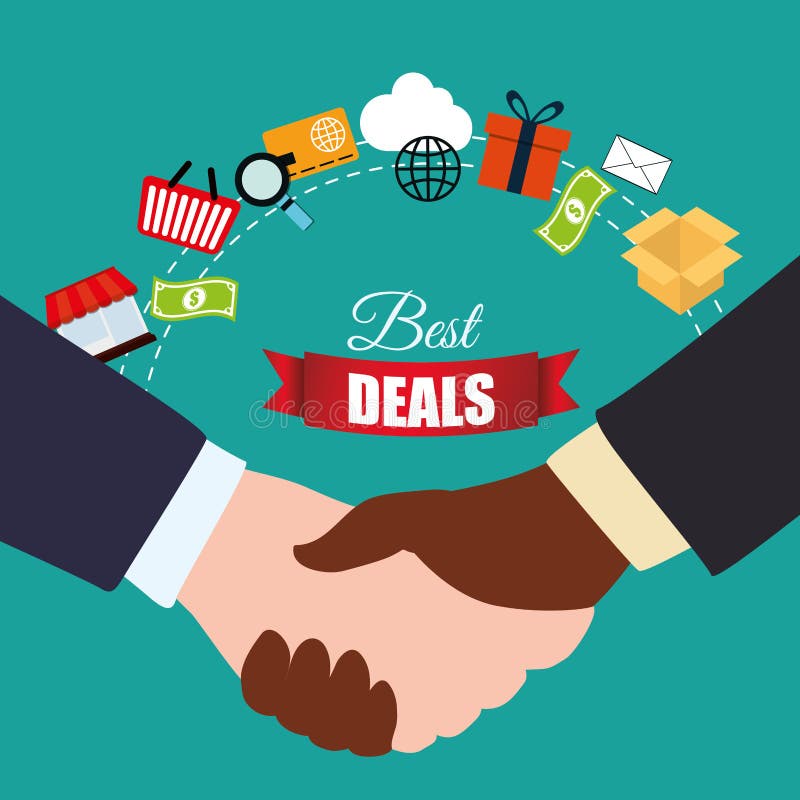 Handshake Best Deals Shopping Items Stock Illustration - Illustration ...