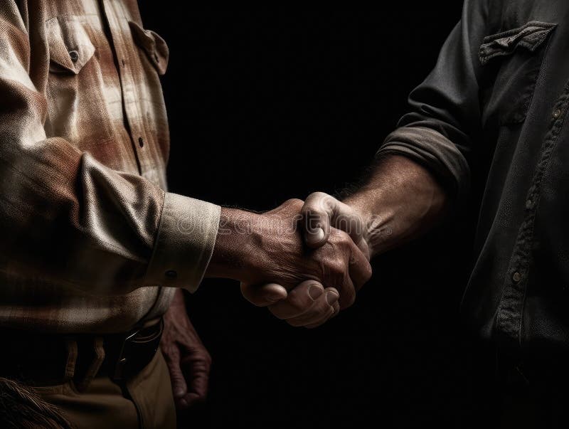 A Handshake on a Black Background Stock Illustration - Illustration of ...