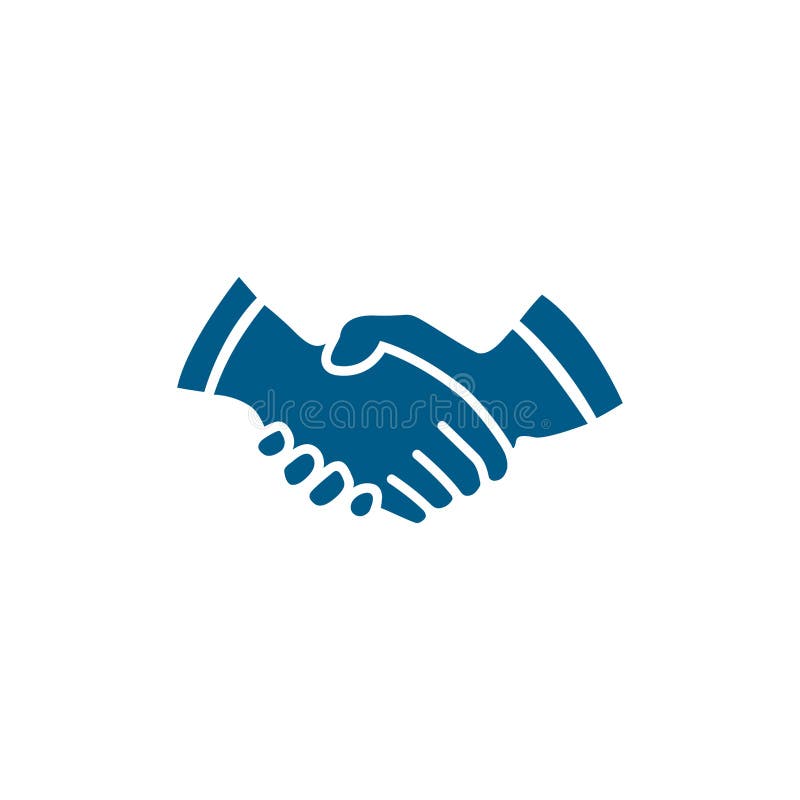 Handshake Blue Icon on White Background. Blue Flat Style Vector ...