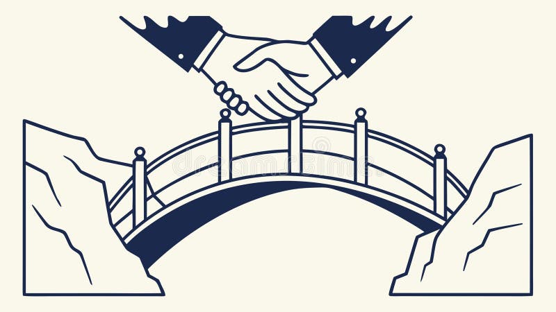 Handshake on Bridge, Connection and Partnership, Vector Design ...