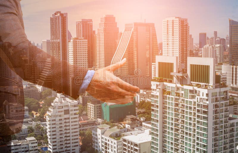 Handshake with building stock photo. Image of hand, city - 122013492