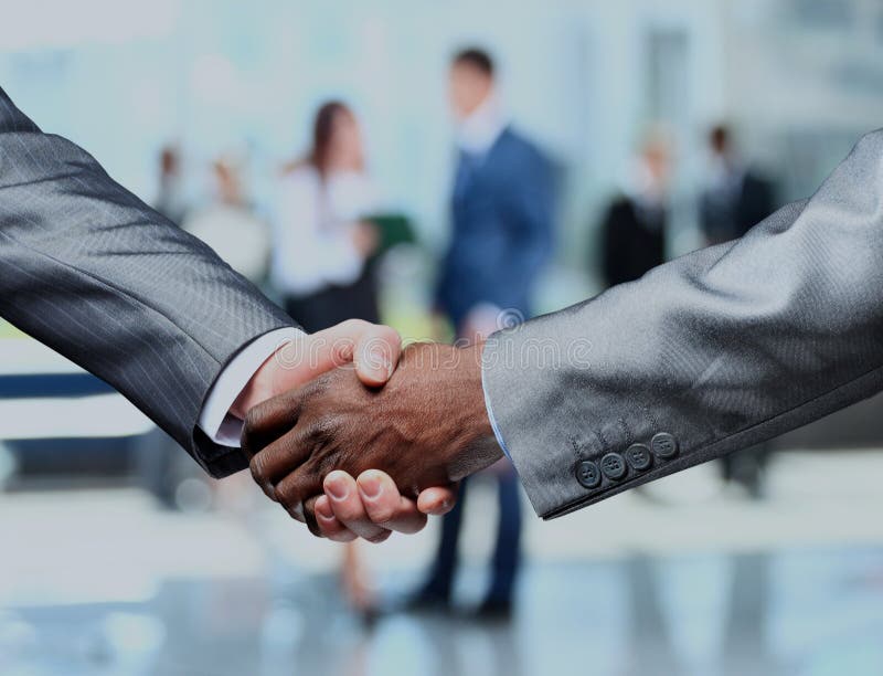Handshake on Business Background . Stock Image - Image of office ...