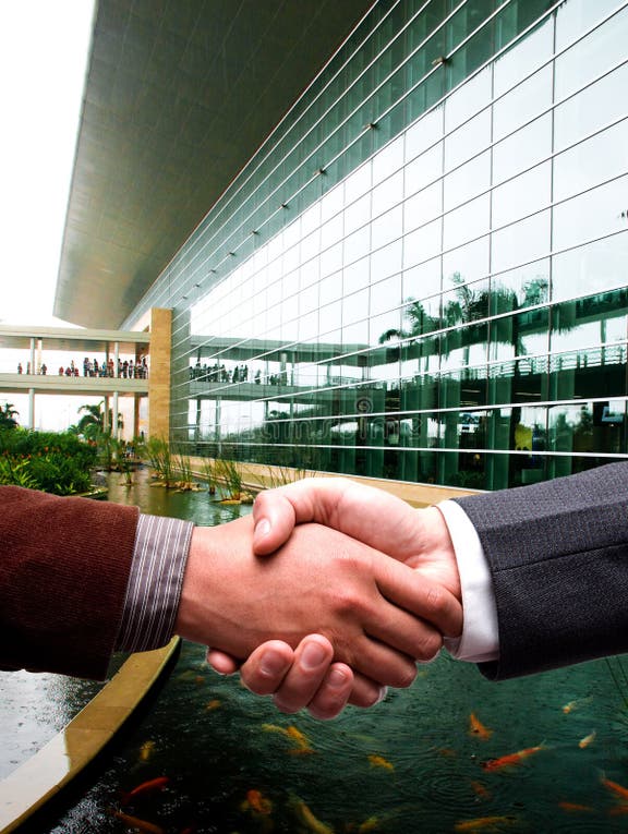 Handshake at Business Center Stock Image - Image of commerce, building ...