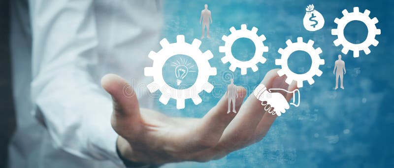 Handshake Business on Gear Team Stock Photo - Image of meeting, design ...