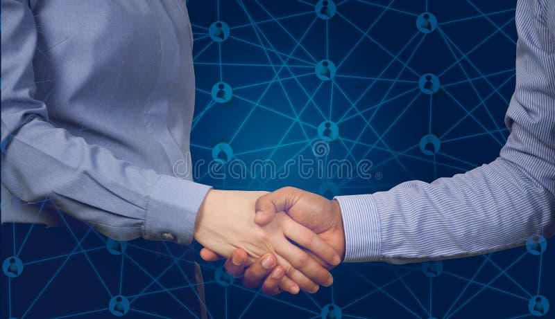 Handshake Business Partners with Virtual Contact Customer and Business ...