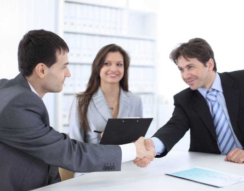 Handshake Business Partners in the Workplace Stock Image - Image of ...