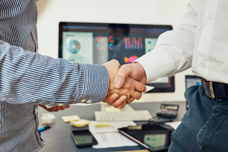 Handshake of Business People. Man and Woman Shaking Hands in Office ...