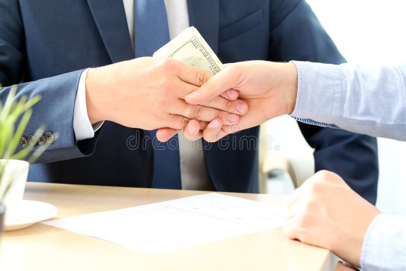 Handshake of Businessmen with Money. Bribe Stock Photo - Image of agree ...
