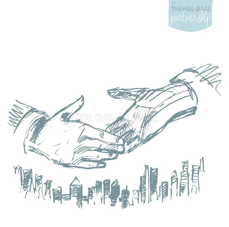 Drawing Shake Hands Partnership Vector Sketch Stock Vector ...
