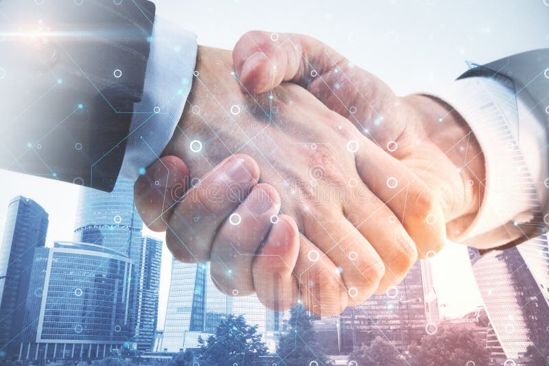 Handshake with Circuit Chip Interface Stock Photo - Image of ...