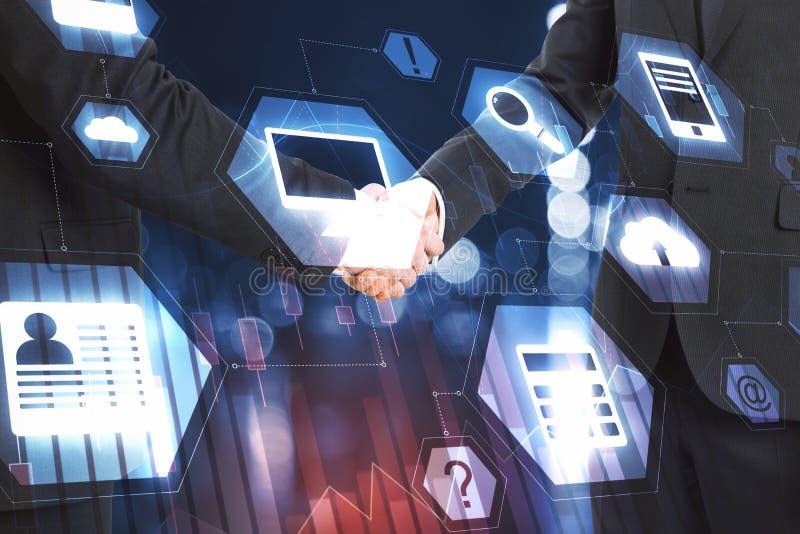 Virtual handshake stock image. Image of office, cooperation - 166185485