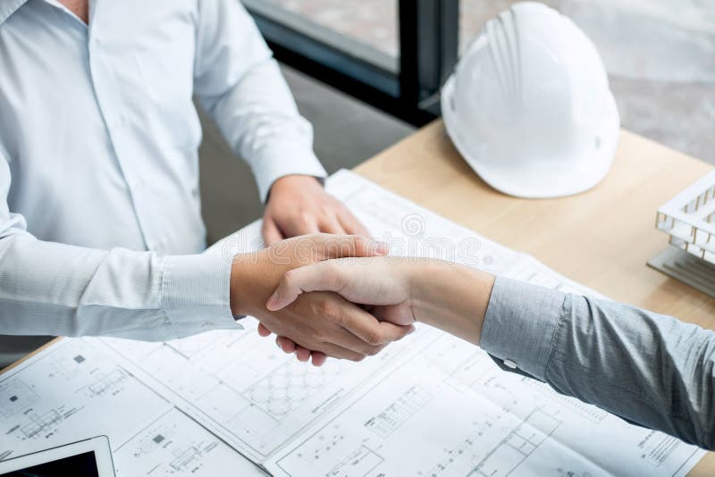 Handshake of Collaboration, Construction Engineering or Architect ...