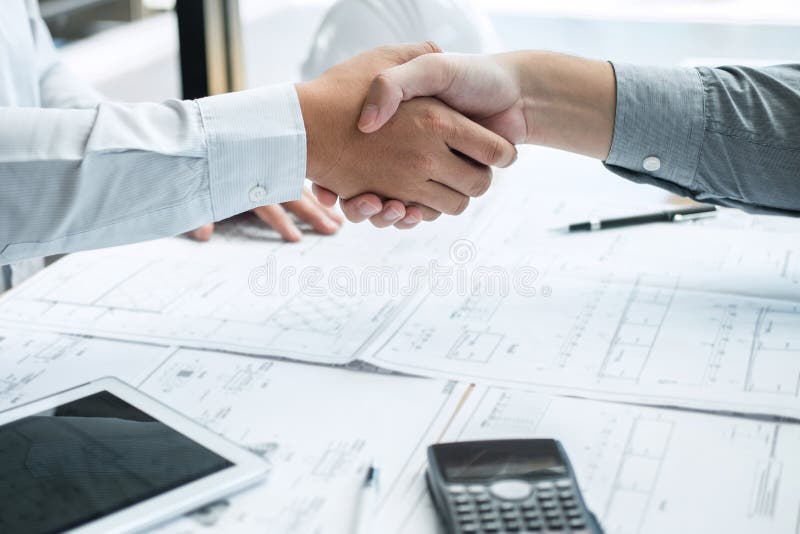 Handshake of Collaboration, Construction Engineering or Architect ...