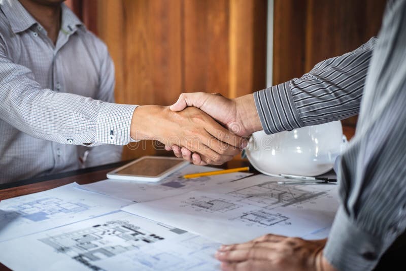 Handshake of Collaboration, Construction Engineering or Architect ...