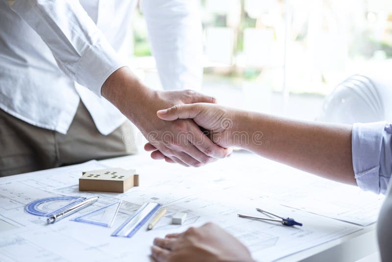 Handshake of Collaboration, Construction Engineering or Architect ...