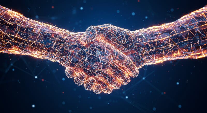 Handshake Collaboration in the Tech World Closeup of a Handshake Two ...