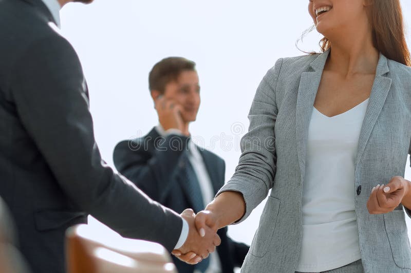 Handshake between Colleagues in the Workplace Stock Image - Image of ...