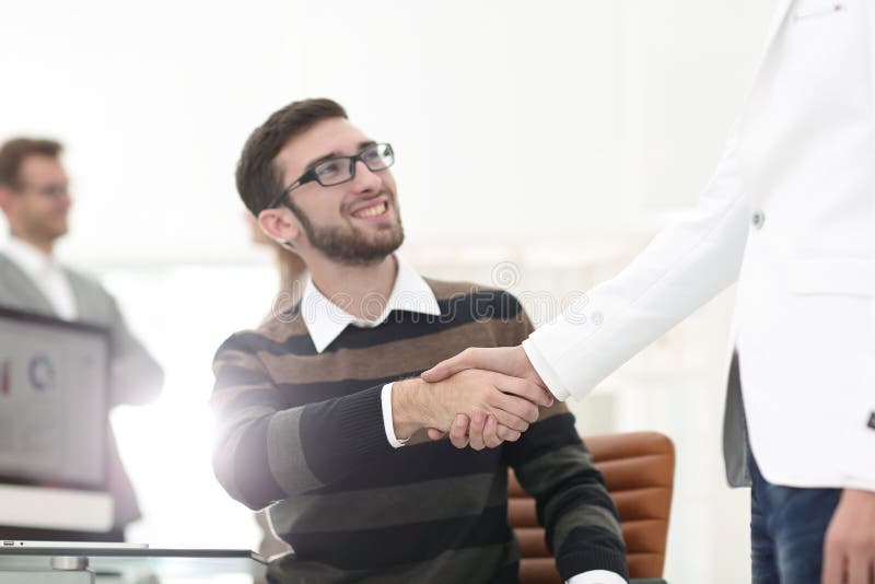 Handshake between Colleagues in the Workplace Stock Image - Image of ...