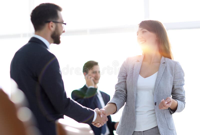 Handshake between Colleagues in the Workplace Stock Image - Image of ...