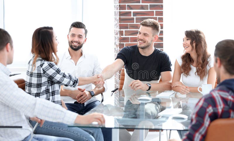 Handshake Colleagues at the Workshop, Stock Image - Image of confidence ...