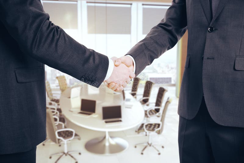 Handshake in Conference Room Stock Illustration - Illustration of ...