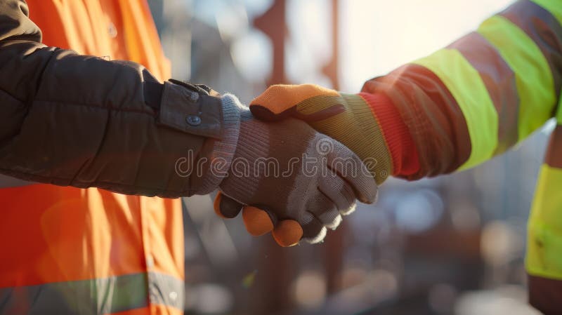 Handshake in Construction Gear.AI Generated Stock Photo - Image of ...
