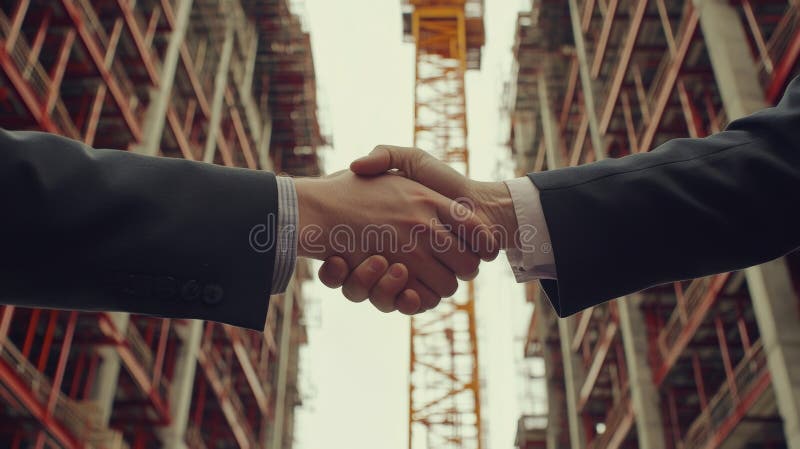 Handshake at Construction Site Representing Partnership, Agreement, and ...