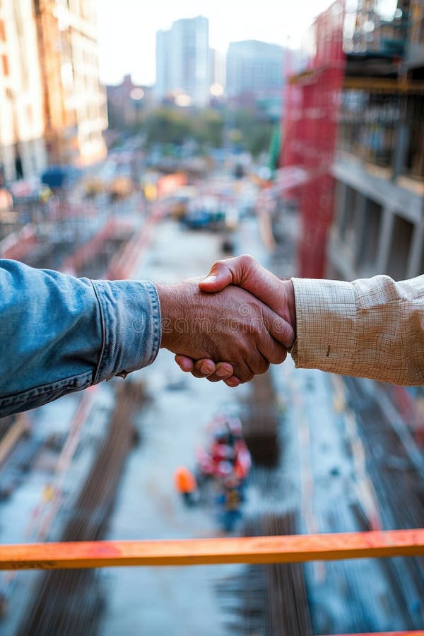 A Handshake on a Construction Site Symbolizing the Strength of Building ...