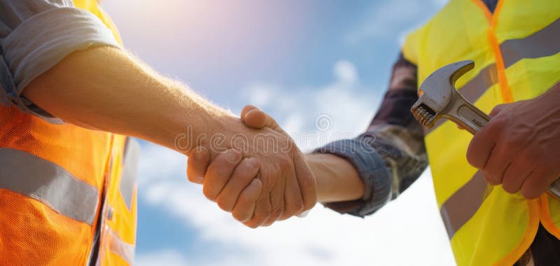 The Handshake between Construction Workers Signifies a Strong ...
