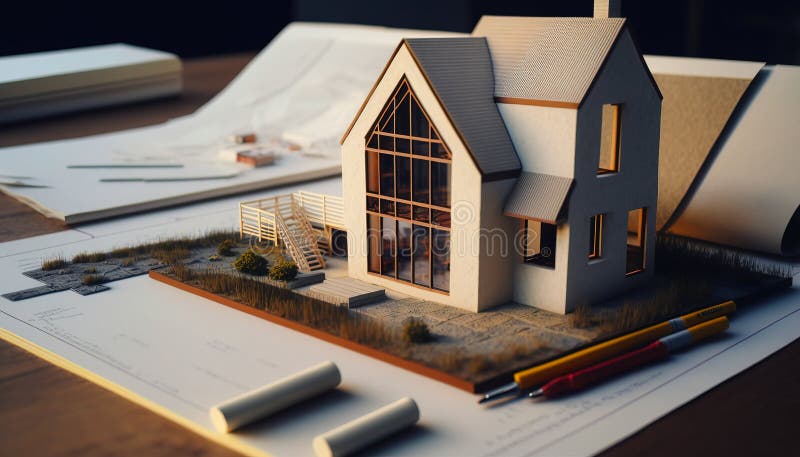 Real Estate Investment in Progress - Blueprints, Paperwork and Project ...