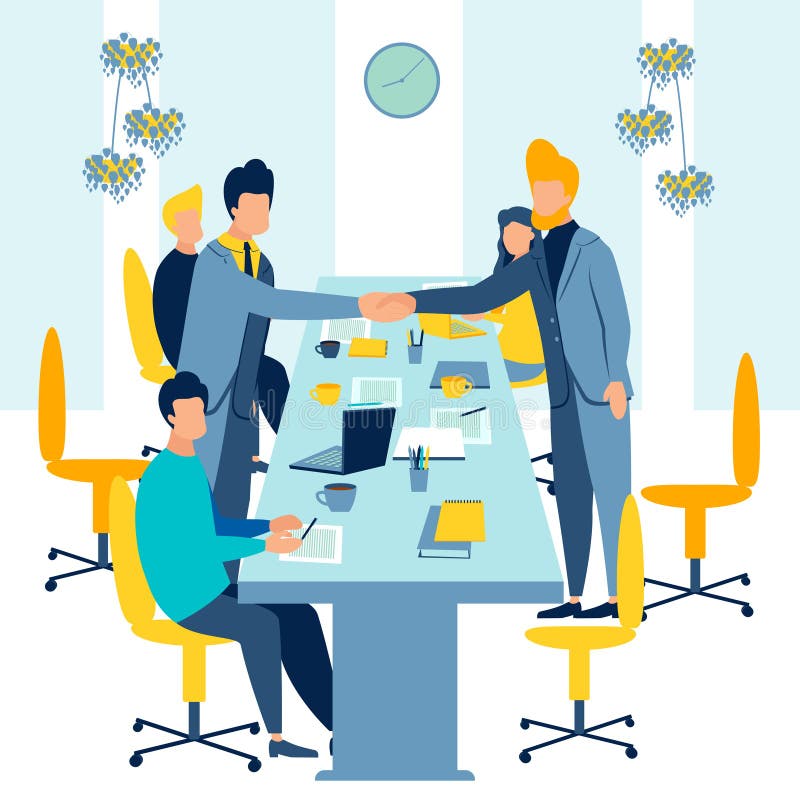 Handshake Deal on Conference Meeting. Flat Style Stock Vector ... Handshake Deal on Conference Meeting. Flat Style Stock Vector ...
