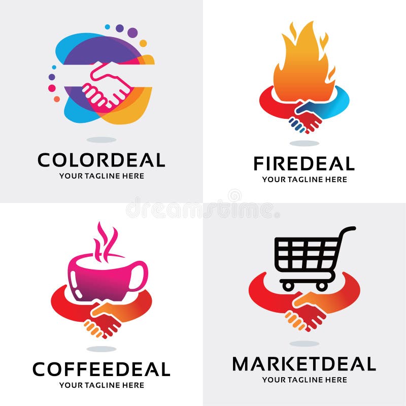 Handshake Deal Logo Set Design Template Collection Stock Vector ...