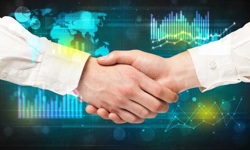 Handshake with diagrams stock image. Image of contract - 46918975