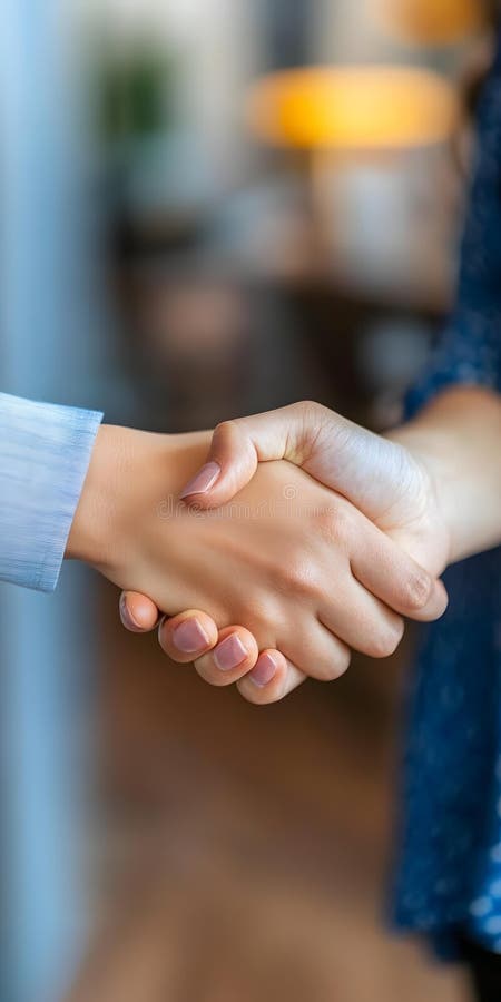 Handshake between Different Ethnicities in Warm Indoor Setting Stock ...