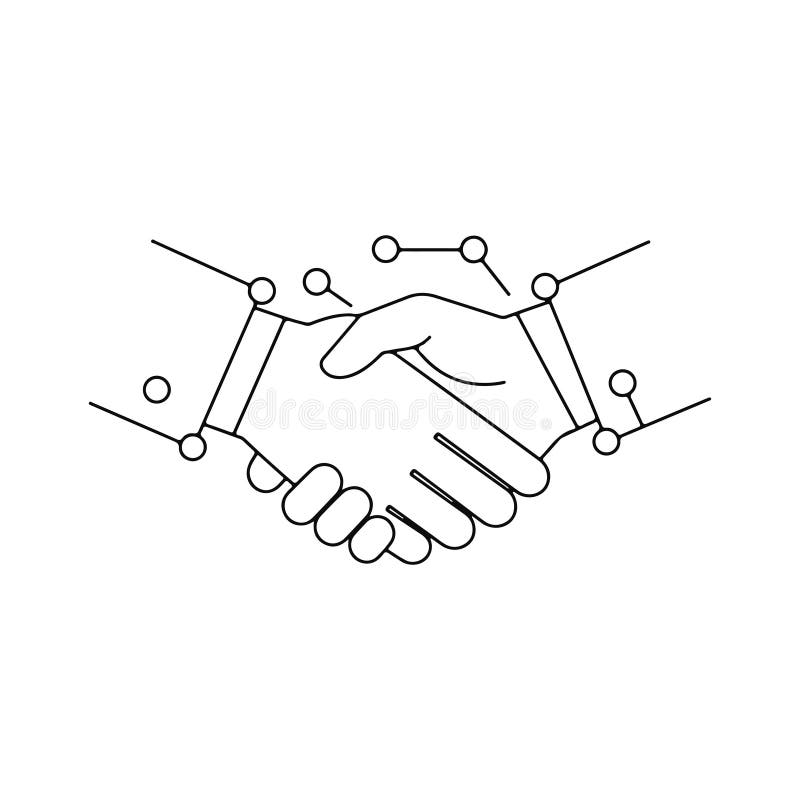 Handshake with Digital Network Graphic. Technology Agreement ...