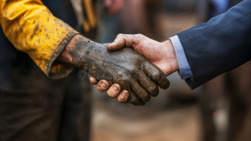 Handshake between Dirty Hand and Clean Hand, Symbolizing Partnership ...