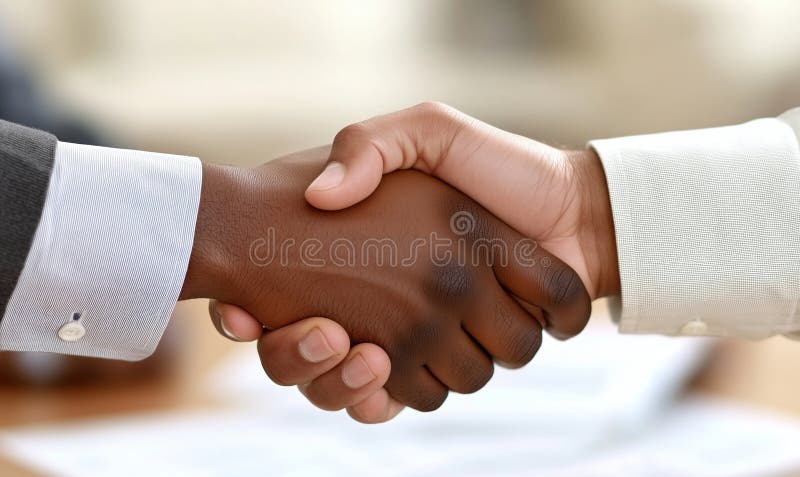 Handshake between Diverse Individuals Symbolizing Partnership and ...