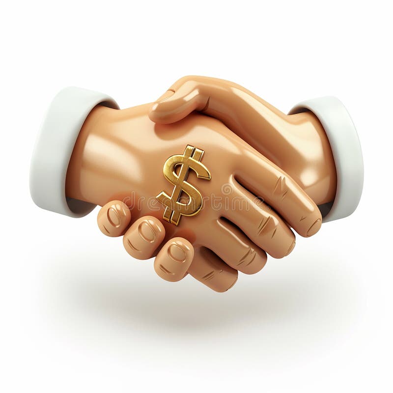 Handshake with Dollar Sign on White Background Stock Illustration ...