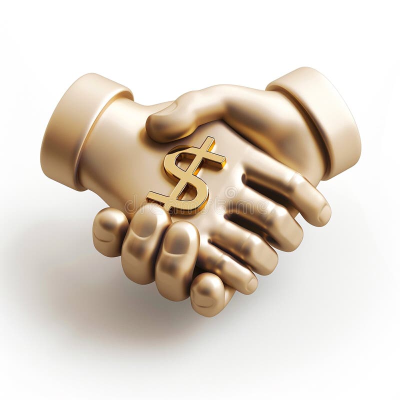 Handshake with Dollar Sign on White Background Stock Illustration ...