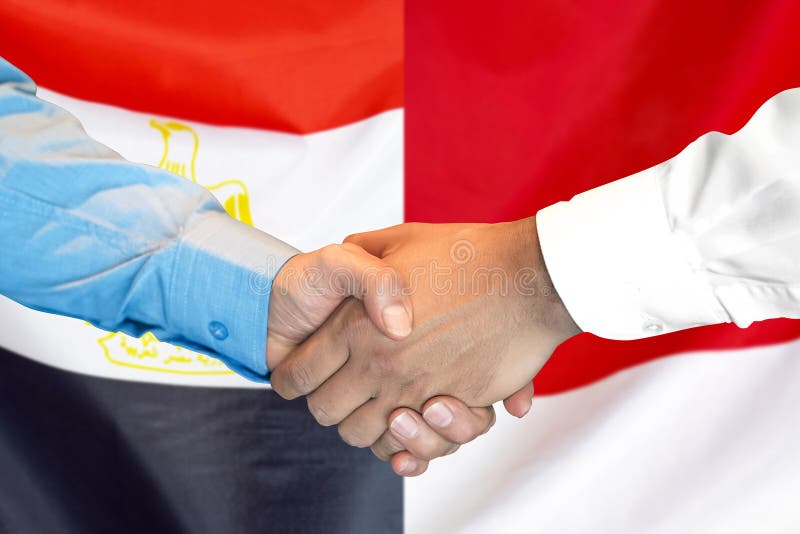 Handshake on Egypt and US Flag Background Stock Photo - Image of deal ...