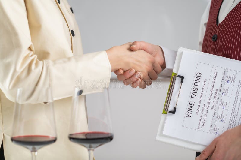 Handshake at the End of Wine Education Stock Photo - Image of education ...