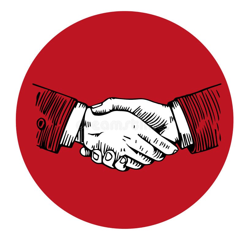 Handshake Engraving in Red Circle Stock Vector - Illustration of design ...