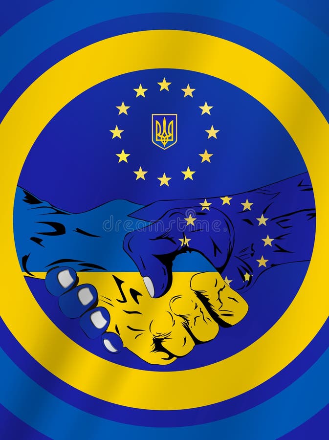 Handshake EU and Ukraine stock illustration. Illustration of contract ...
