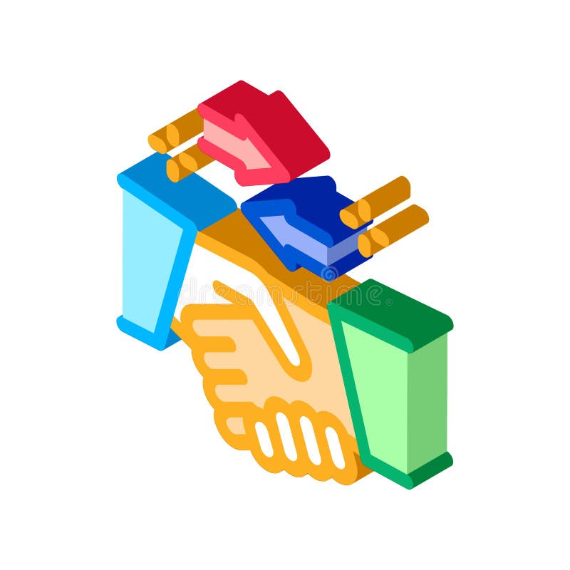 Handshake Exchange Agreement Isometric Icon Vector Illustration Stock ...