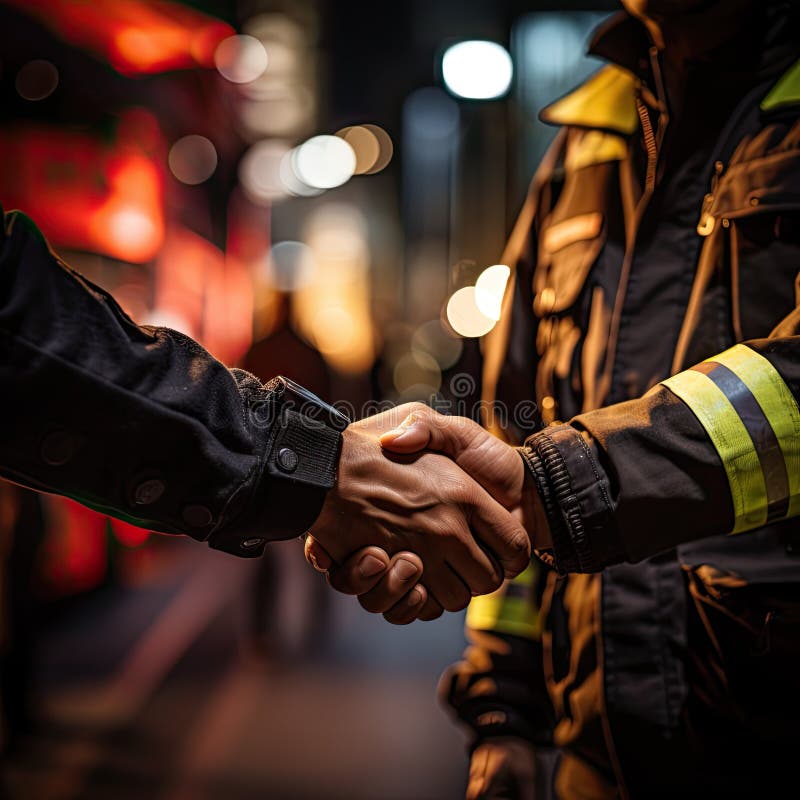 Handshake between a Firefighter and a Paramedic - AI Generated Stock ...