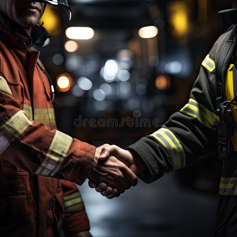 Handshake between Firefighter and Paramedic - AI Generated Stock ...